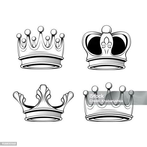 로얄 크라운 설정합니다 디자인 컬렉션입니다 왕 여왕 기호입니다 벡터입니다 공주에 대한 스톡 벡터 아트 및 기타 이미지 공주 권위 대관식 Istock