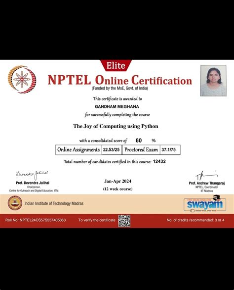Meghana Gandham On Linkedin Nptel Swayam Python Programming