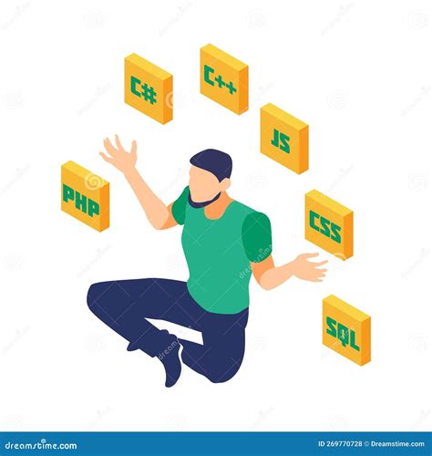 Isometric Programmers Languages Composition Stock Vector Illustration