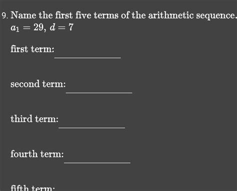 Answered 9 Name The First Five Terms Of The Arithmetic Sequence A 29