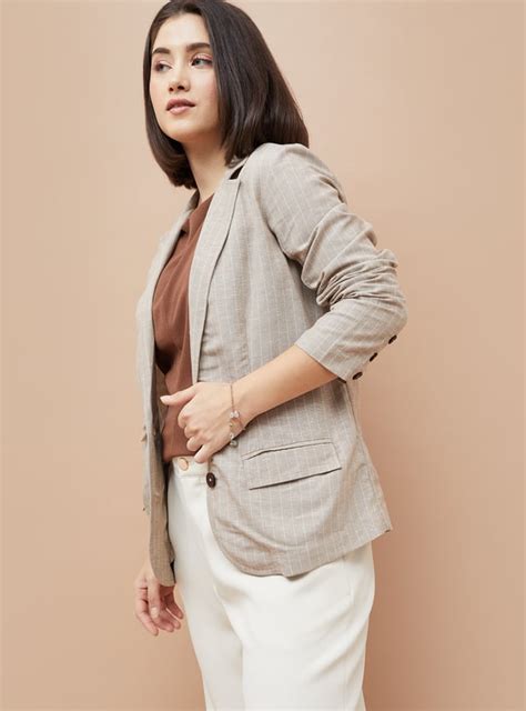 Buy Code Classic Striped Single Breasted Blazer From Code Classic At