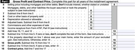 Irs Form 6252 Instructions Installment Sale Income