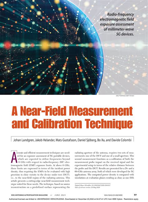 A Near Field Measurement And Calibration Technique Radio Frequency Electromagnetic Field