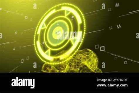 Digital Countdown Animation Over Glowing Yellow Circular Interface
