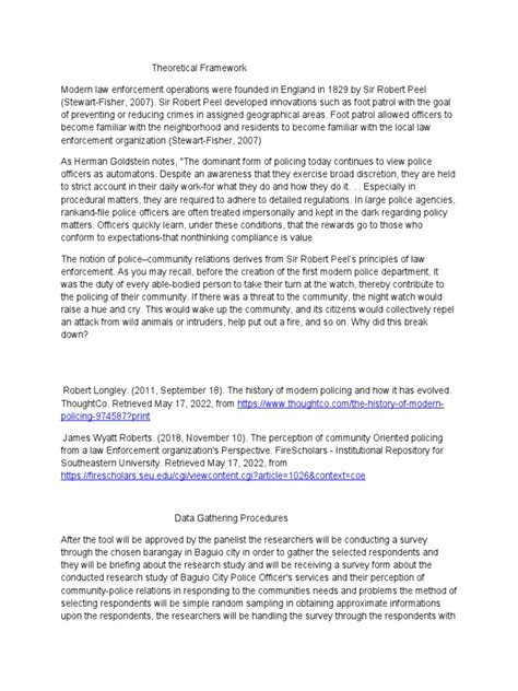 Theoretical Framework And Data Gathering Procedure Pdf Police