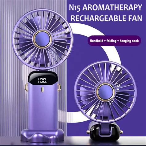 Mini Mobile Phone Holder Handy Fan Usb Rechargeable N15 Aromatherapy Fan With Led Display 5
