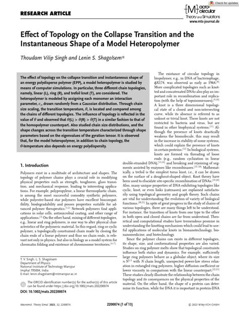 2023 Thoudam Effect Of Topology On The Collapse Transition And The