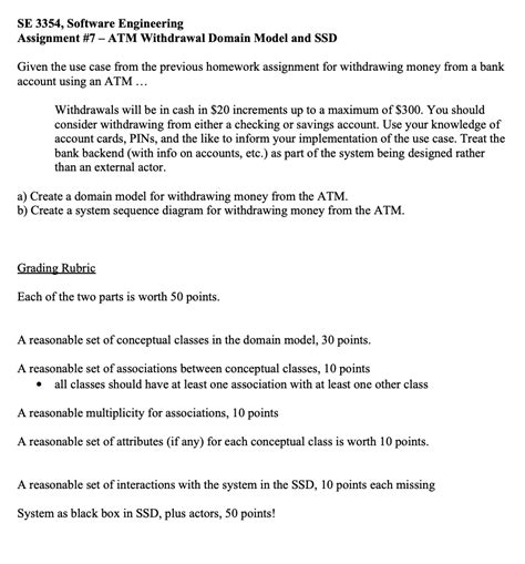 solved software engineering assignment 7 atm withdrawal