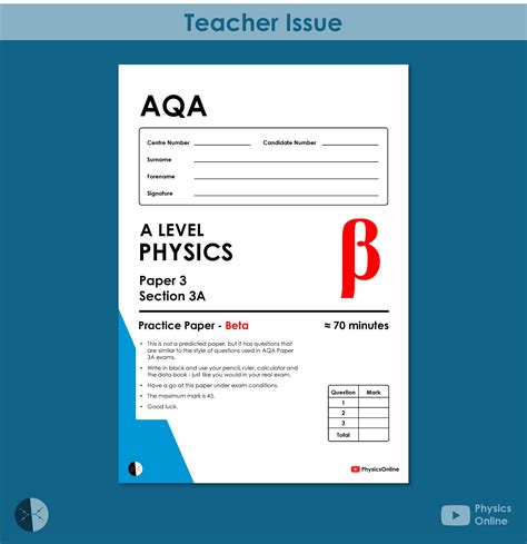 aqa a level physics paper 3a practice paper beta teacher issue