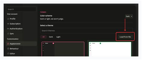 Install A Theme Directly From Theme Json File Notesnook Help