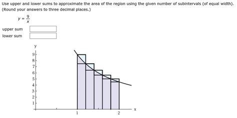 solved use upper and lower sums to approximate the area of