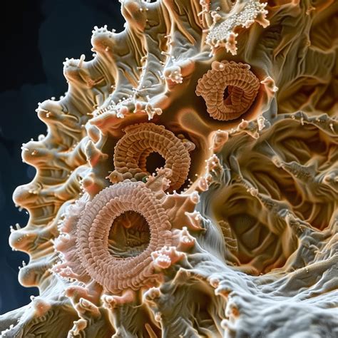 Closeup View Of Bull Tapeworm Scolex Parasitic Worm With Hooks And