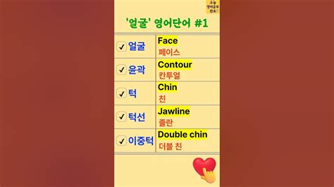 예쁜 나의 얼굴 영어단어로 알아두세요 매일 5개 한눈에 저절로 암기 Youtube