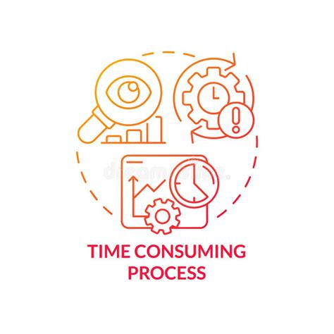 2d Time Consuming Tasks Line Icon Concept Stock Vector Illustration