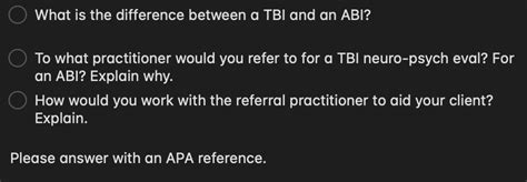 Solved What Is The Difference Between A TBI And An ABI To Chegg Com