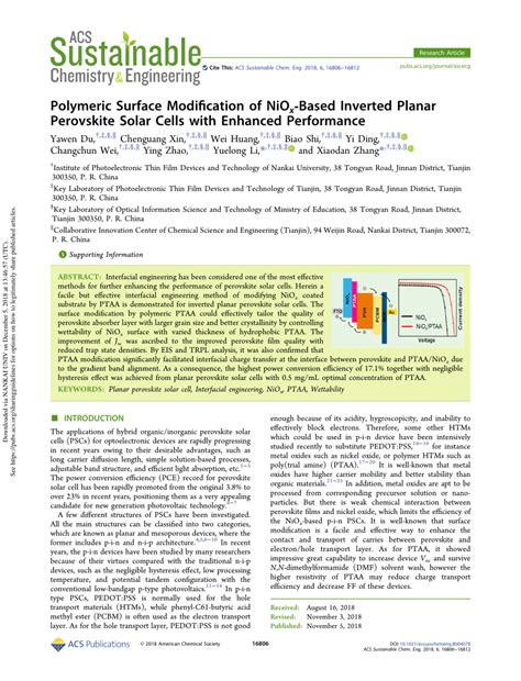 Pdf Polymeric Surface Modification Of Niox Based Inverted Planar