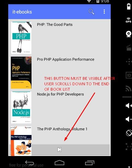 Android 50 Lollipop How To Make Button Be Visible Only At The End Of Recycler View Stack