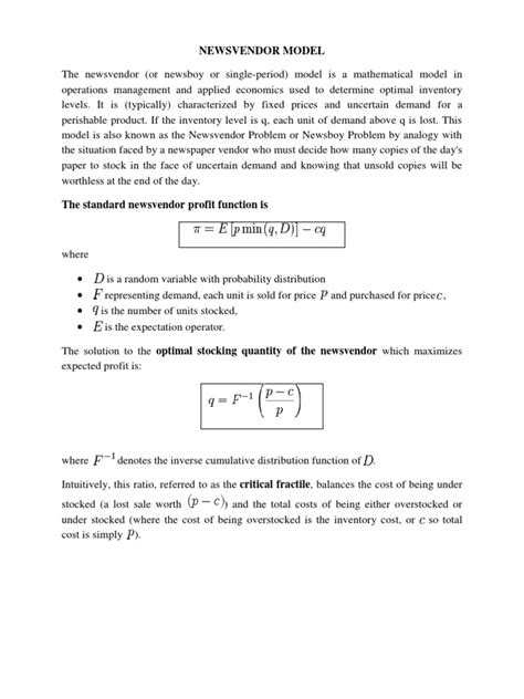 newsvendor model pdf