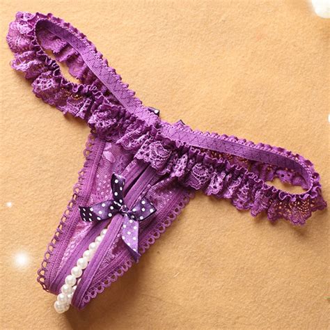 Women Sexy Panties Pearl Lace Thongs Unisex Underwear Teens Womens