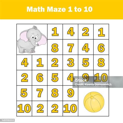 미로 게임 숫자가있는 수학 미로 1에서 10까지 계산합니다 유아와 어린이를위한 활동 개발에 대한 스톡 벡터 아트 및 기타 이미지 개발 검색 계산함 Istock