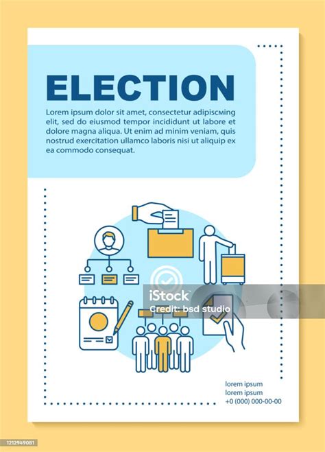 선거 브로셔 템플릿 레이아웃입니다 투표 개최 유권자 투표율 전단지 소책자 선형 그림이있는 전단지 인쇄 디자인 잡지 연례 보고서 광고 포스터에 대한 벡터 페이지 레이아웃