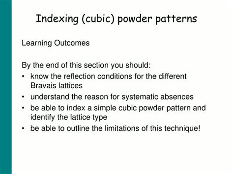 Ppt Indexing Cubic Powder Patterns Powerpoint Presentation Free Download Id6045962