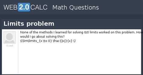 View Question Limits Problem