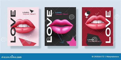 Love Posters With Passionate Female Lips Sex Shop Poster 3d Render