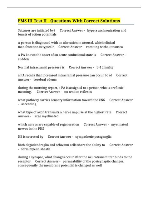 Fms Iii Test Ii Questions With Correct Solutions Fms Stuvia Us
