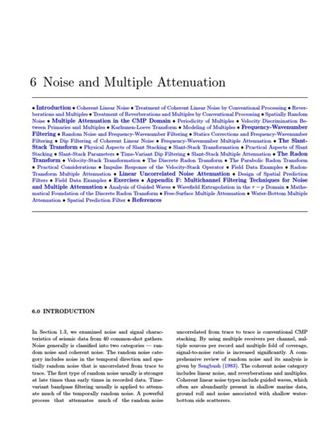 6 Noise And Multiple Attenuation Pdf Pdf Reflection Seismology