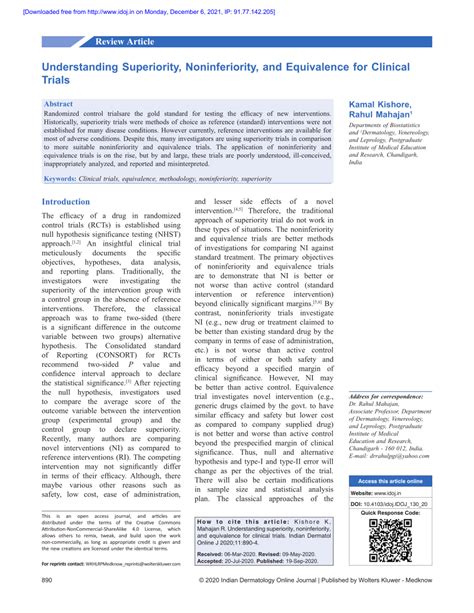 pdf understanding superiority noninferiority and equivalence for