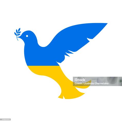 흰색 배경에 우크라이나 국기의 색상으로 분기가있는 비둘기 일러스트 레이 션 개념에 대한 스톡 벡터 아트 및 기타 이미지 개념 개념과 주제 공격성 Istock