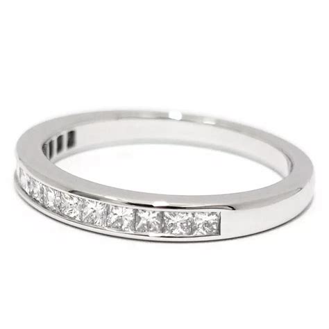 Tiffany And Co Platinum 26mm Half Circle Princess Cut Diamond Band