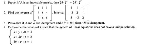 Prove If A Is An Invertible Matrix Then At L A T Find The Inverse Of Inverse Prove That