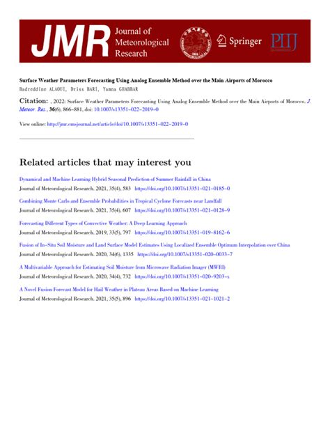 Surface Weather Parameters Forecasting Using Analog Ensemble Method