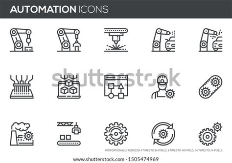 Automation Vector Line Icons Set Improving Stock Vector Royalty Free 1505474969 Shutterstock