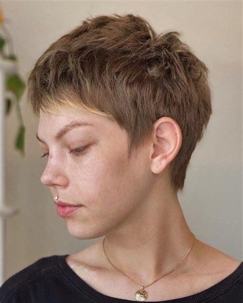 Light Brown Choppy Pixie Cut Brown Pixie Hair Short Light Brown Hair