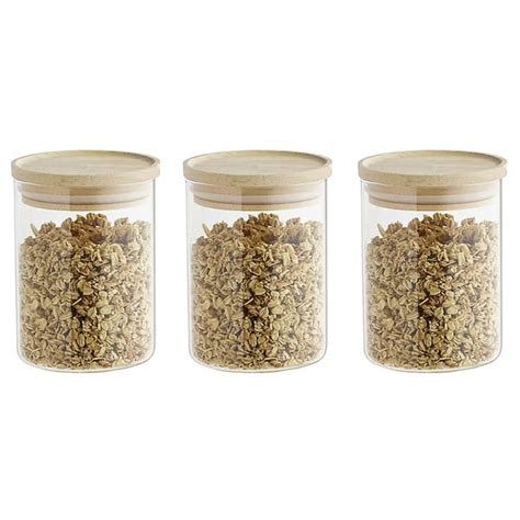Set Of 3 Air Seal Round Glass Storage Jars Dunelm