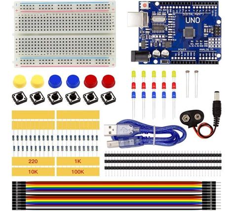 kit 92pcs p robótica 92pcs uno protoboard leds botões parcelamento sem juros