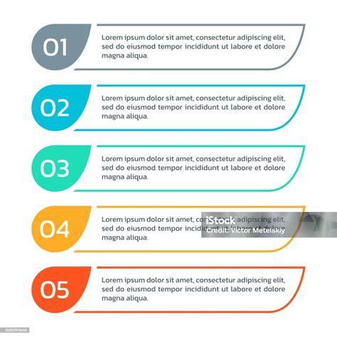 5 단계 정보 그래픽 숫자 옵션 텍스트 상자 배너 비즈니스 프리젠테이션 레이아웃 템플릿 인포그래픽 디자인 요소 세 개의 섹션이 있는 메뉴 벡터 그림입니다 리스트에 대한 스톡