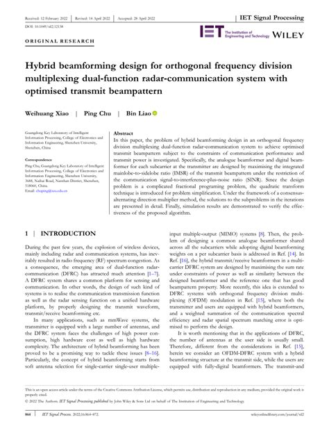 pdf hybrid beamforming design for orthogonal frequency division