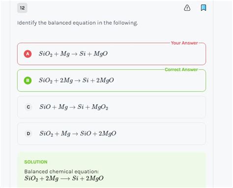 identify the balanced equation in the following