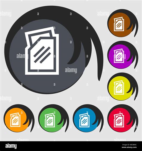 Text File Icon Sign Symbol On Eight Colored Buttons Vector Illustration Stock Vector Image