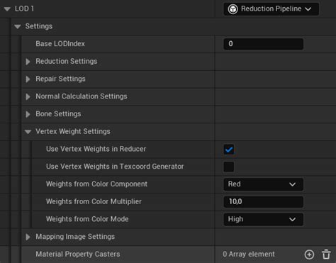 LOD Recipe Use Vertex Color As Vertex Weights Simplygon 10 3 500 0
