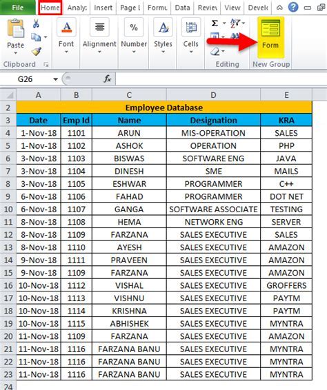 Excel Forms Examples