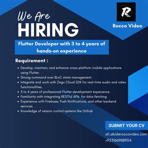 🌟 Unlock Your Flutter Potential Join Rocco Company As A Flutter Developer 🌟 Rocco Video We Are