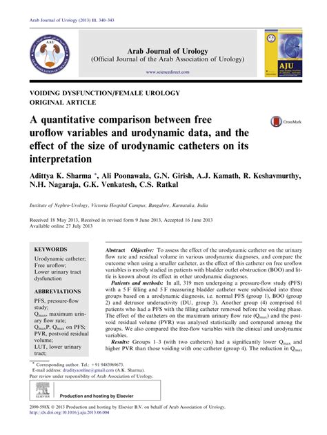 Pdf A Quantitative Comparison Between Free Uroflow Variables And