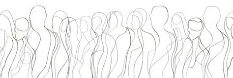 Line Art Silhouette Of People In A Row A Line Art Drawing Of Multiple People Silhouettes In A
