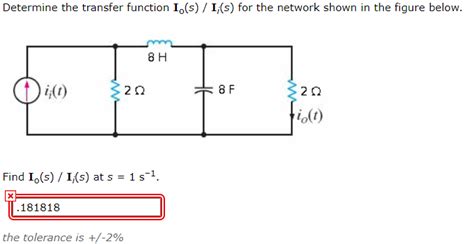 Solved Determine The Transfer Function Io S Ii S For The Chegg