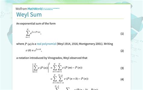 Weyl Sum From Wolfram Mathworld